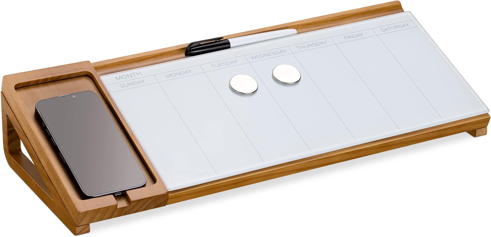 Navaris Wood and Glass Desktop Dry Erase Board - Whiteboard Desk ...