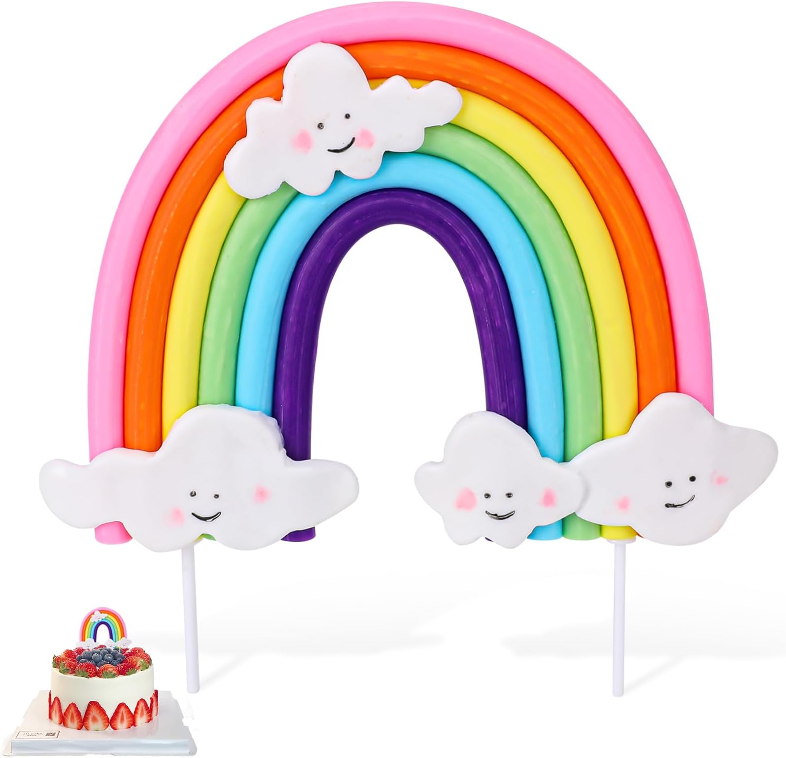 Rainbow Cake Topper Cupcake Pick Wedding Birthday Party Favor Dessert ...