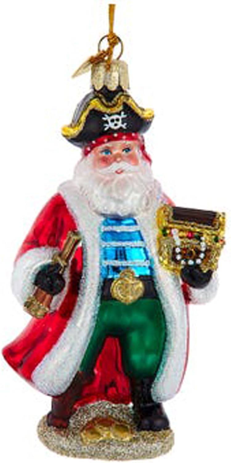 Amazon.com: Kurt Adler Pirate Santa - 4.5 Inch Glass Christmas Tree ...
