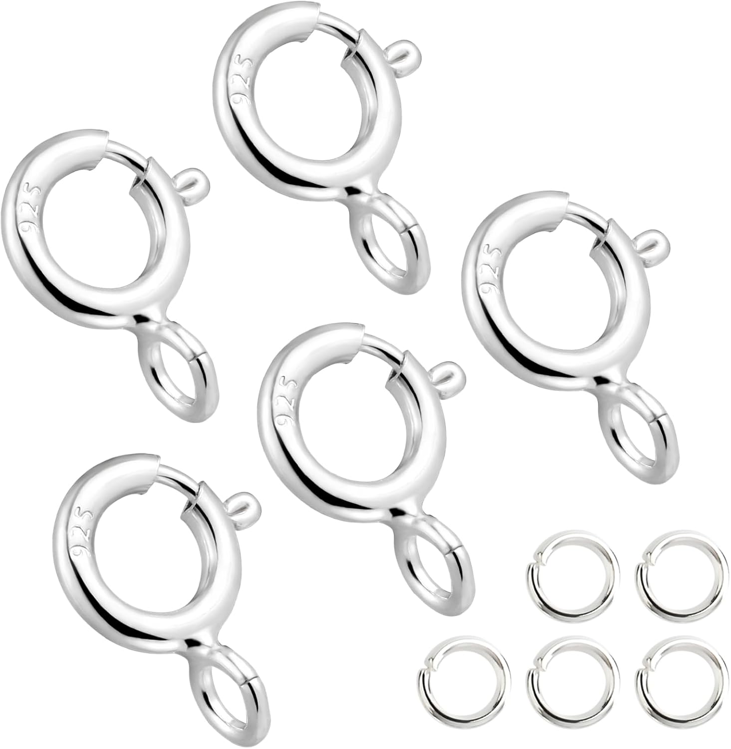 Amazon.com: 925 Sterling Silver Necklace Clasps - 5mm Spring Clasps for ...