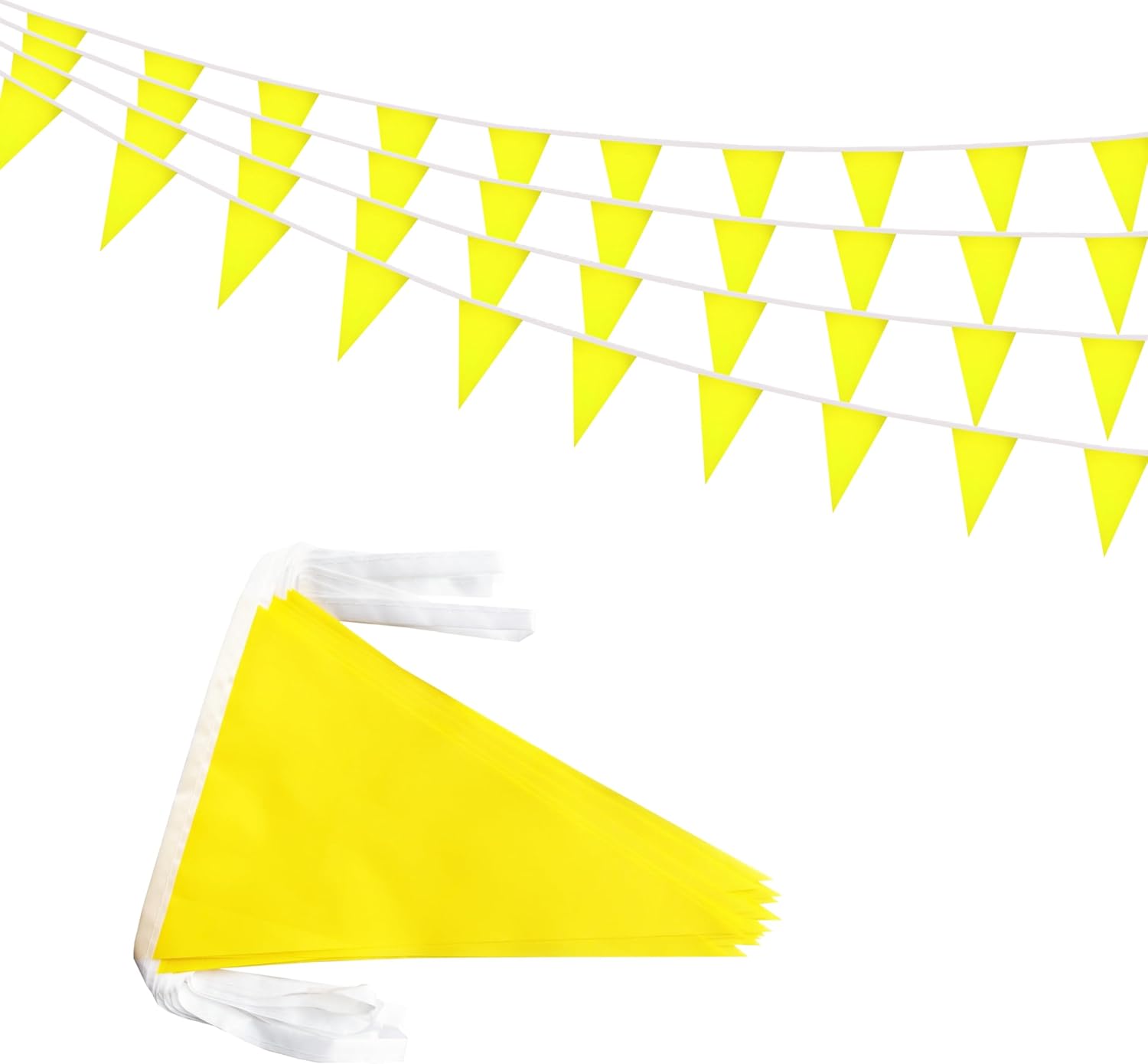 Amazon.com: Rotenl 50 Feet 30 Pcs Solid Yellow Pennant Banner Flags ...