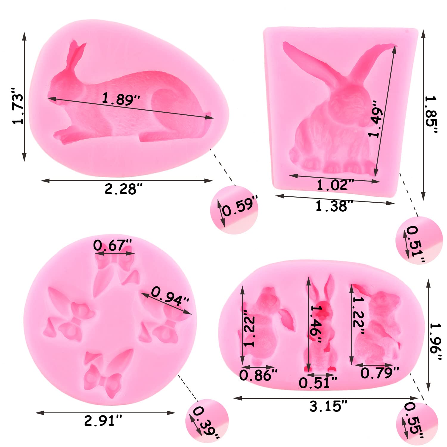 Snapklik.com : ZiXiang Rabbit Silicone Fondant Mold Easter Bunny Ears ...