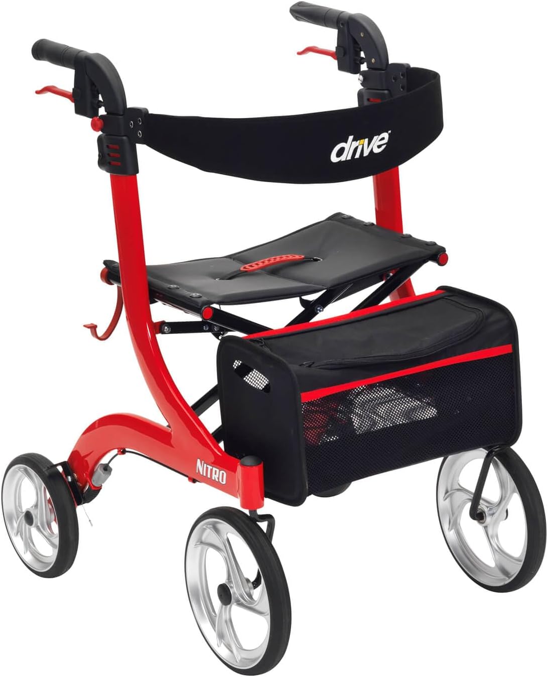 Nitro Rollator Lightweight Folding 4 Wheel Walking Frame Mobility Aid ...
