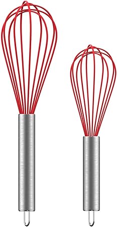 Amazon.com: Ouddy 2 Pack Silicone Whisk Set Wire Kitchen Wisks for ...