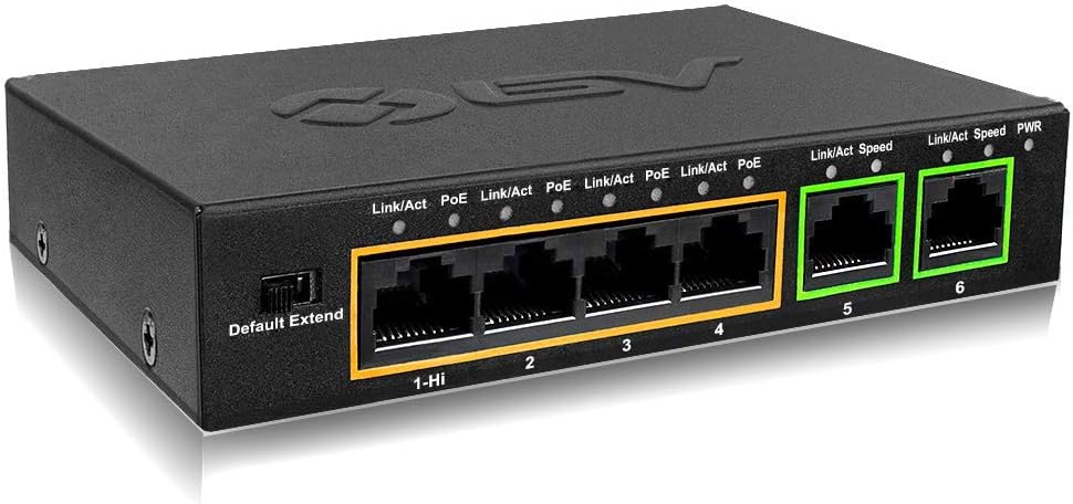 Amazon.com: BV-Tech 6 Port PoE+ Switch (4 PoE+ Ports with 2 Ethernet ...