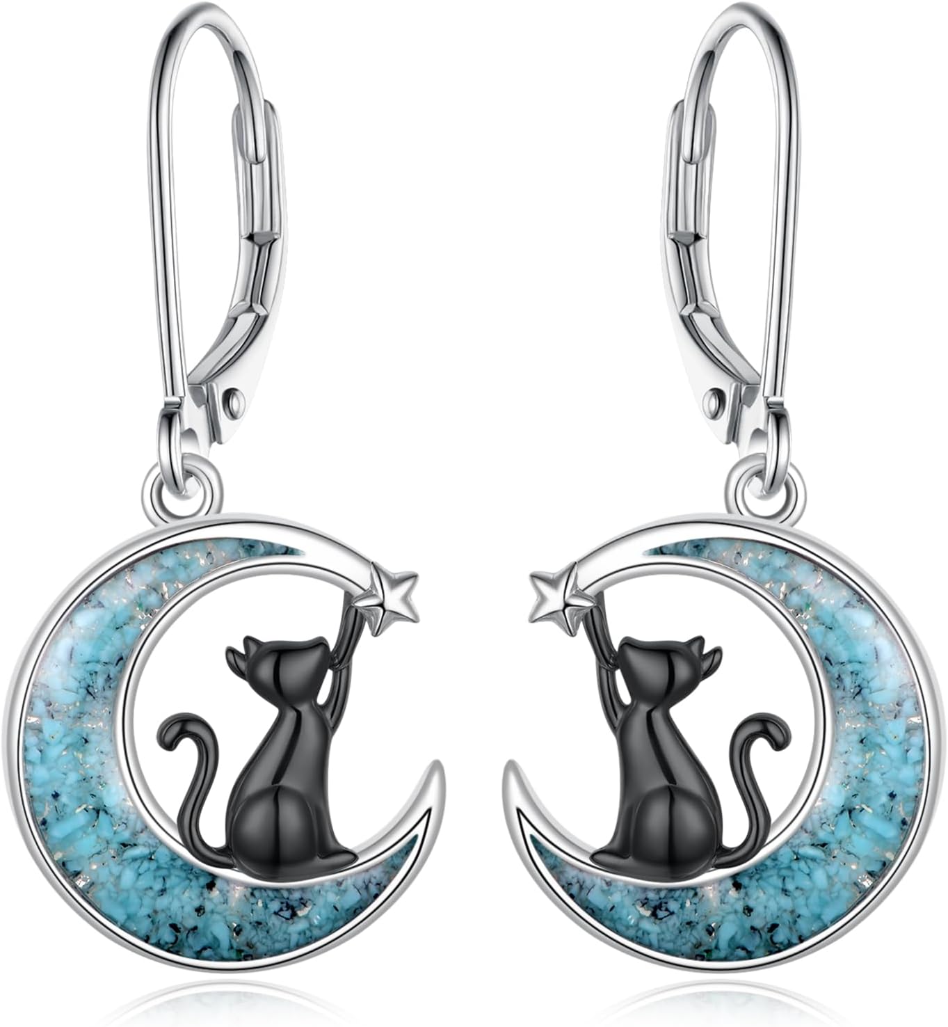 Amazon.com: Black Cat Earrings 925 Sterling Silver Cat Earrings for ...
