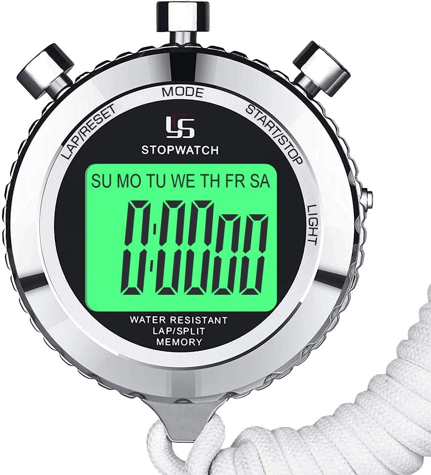 LAOPAO Stopwatch, 1/100 seconds Precision 2 Memories Daily Waterproof ...