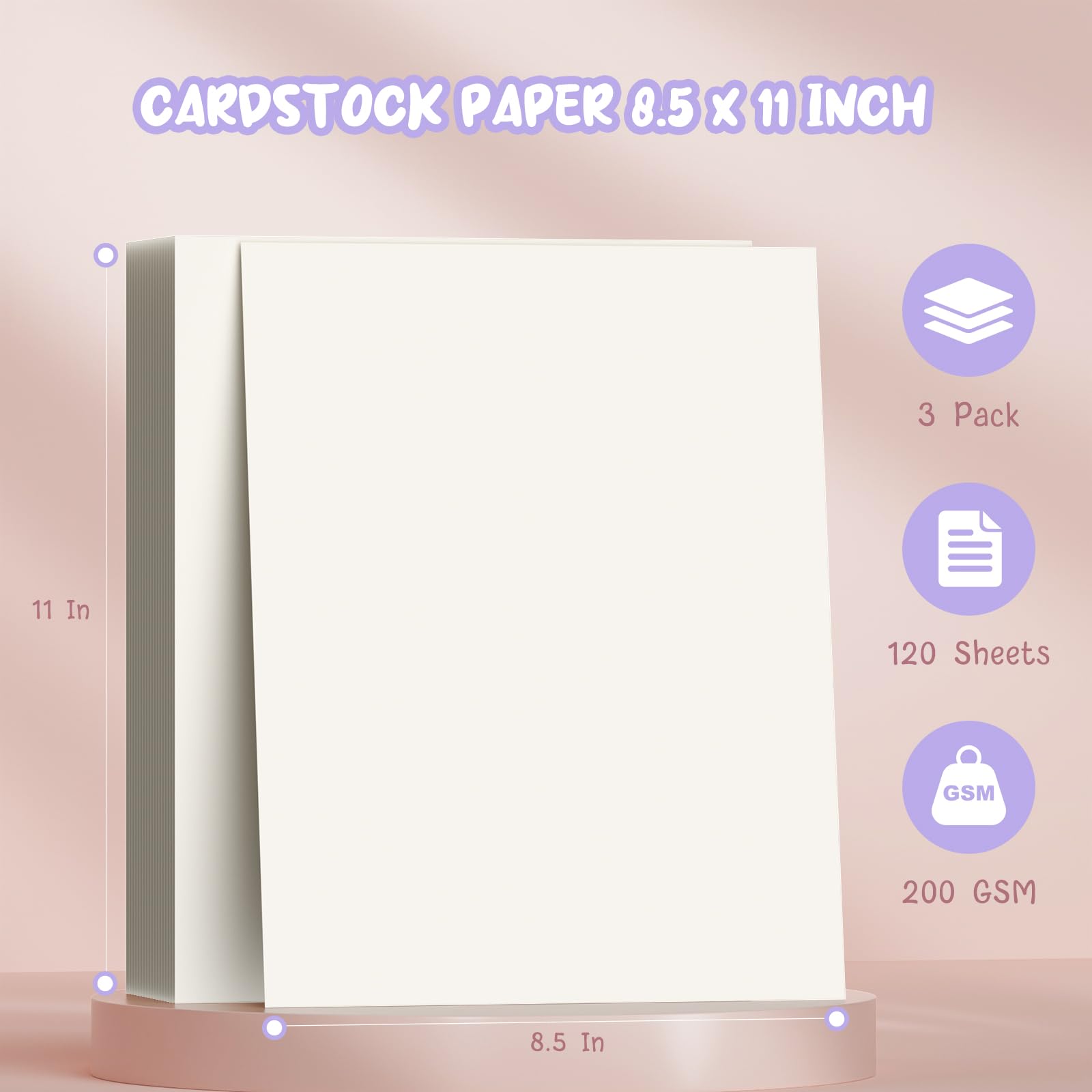 Snapklik.com : 120 Sheets Cream Cardstock Printer Paper 8.5 X 11, Ivory ...