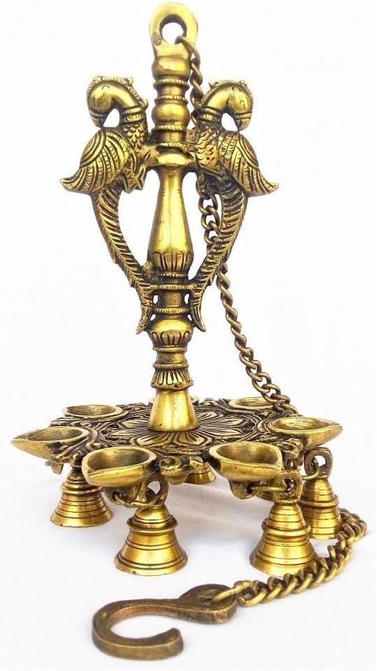 Amazon.com: Artvarko Brass Handmade Double Peacock Design 7 Oil Wick ...