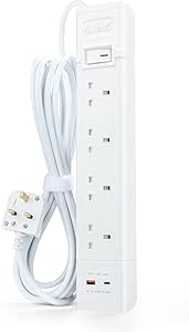 alfanar Power Extension 4 Sockets, 2 Fast Charge USB Ports (TYPE "A ...