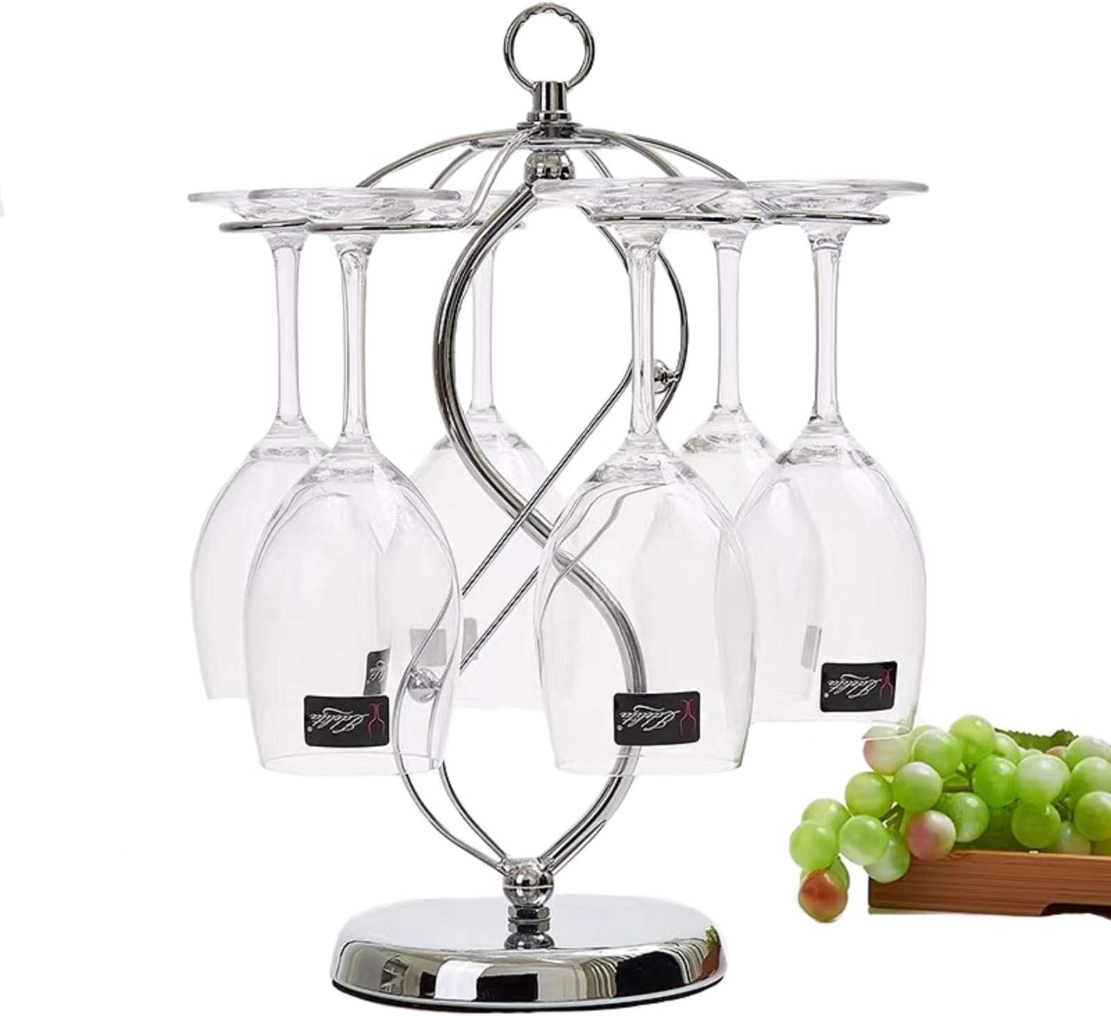 Amazon.com: Elegant Desktop Crystal Glass Stemware Rack/Rotate 8 Wine ...