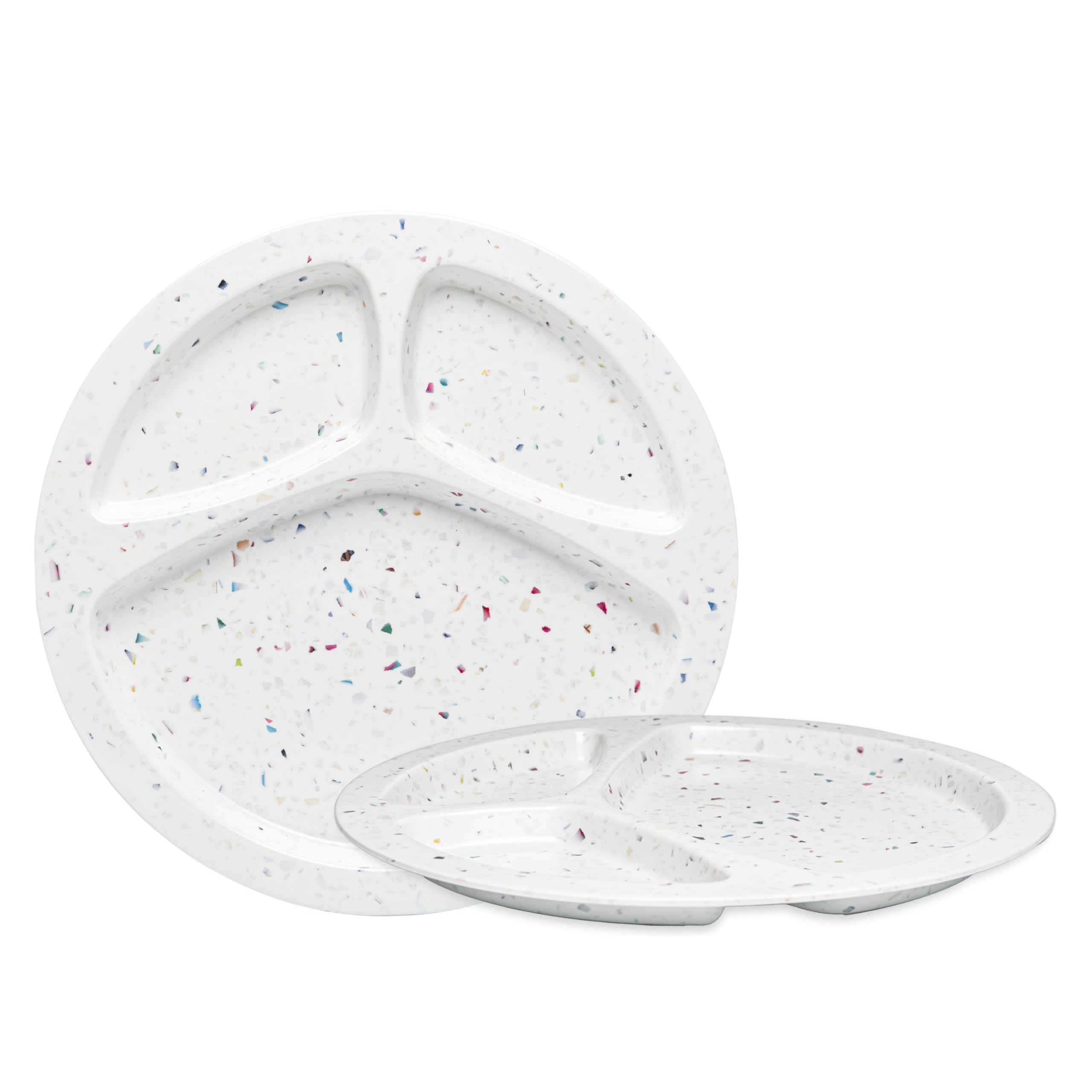Amazon.com: Bzyoo 11-Inch Divided Plates Set of 2 - Confetti White BPA ...