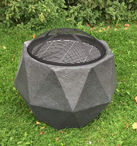 Rammento Outdoor Fire Pit Bowl & BBQ Grill Hexagon Shaped Patio Fire ...