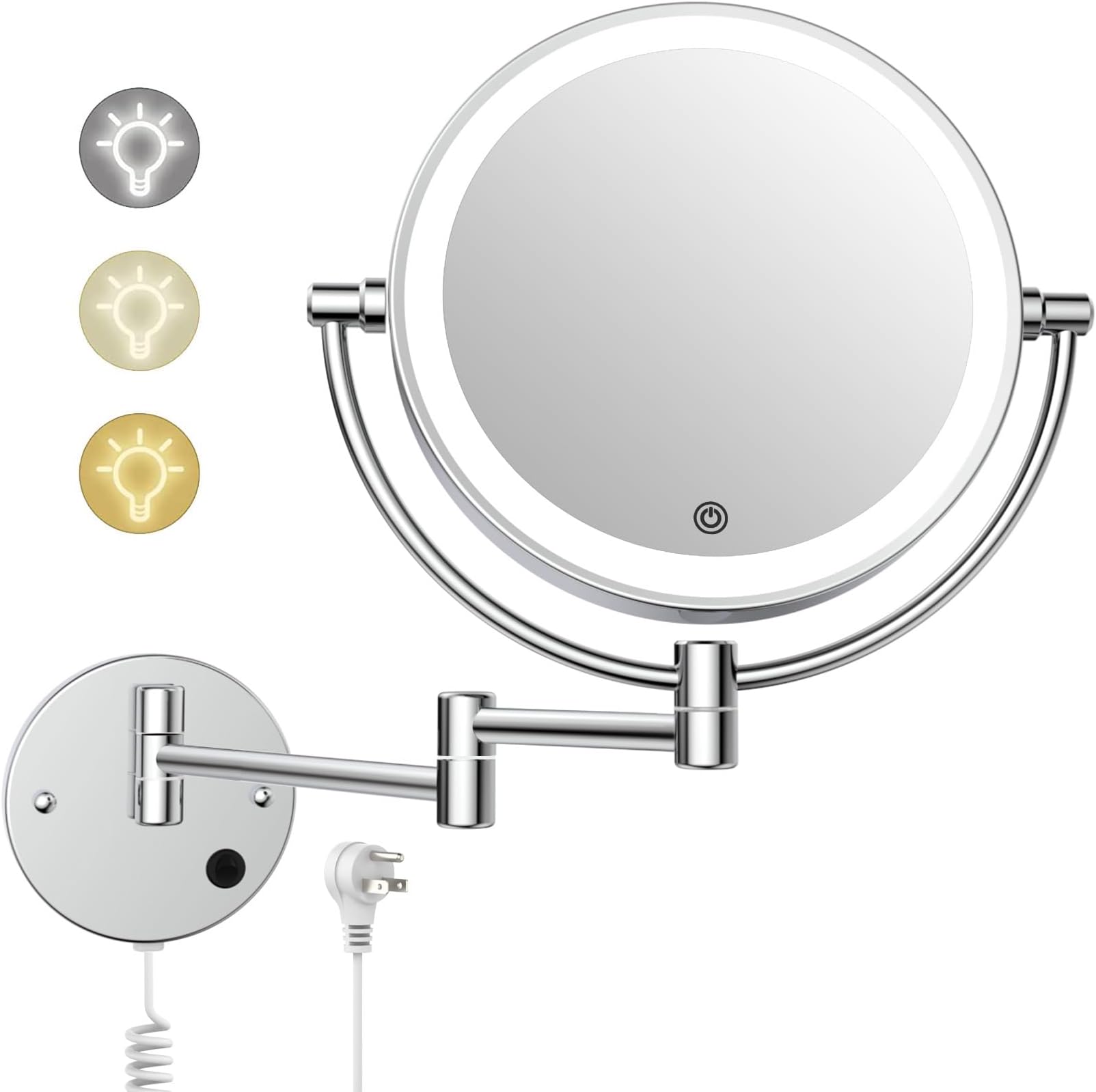 Amazon.com : FASCINATE Upgraded Wall Mounted Makeup Mirror with Lights ...