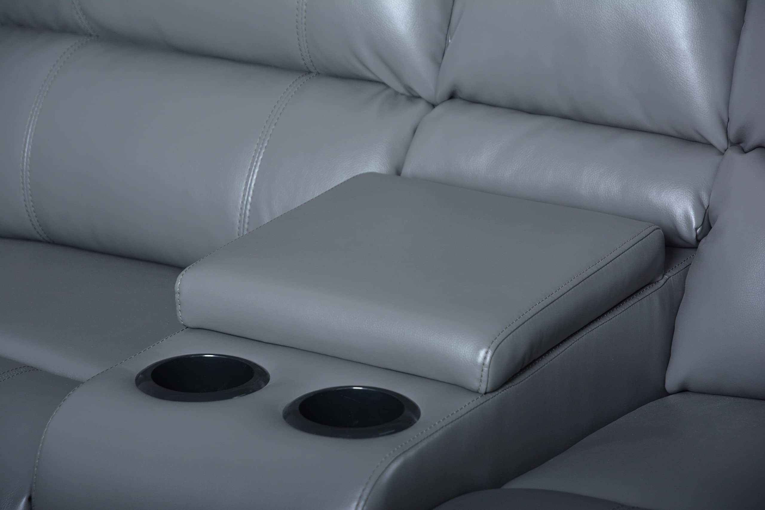 EMKK Home Power L-Shape Sectional Sofa Reclining, Modern Upholstered PU Leather Extra Wide ...