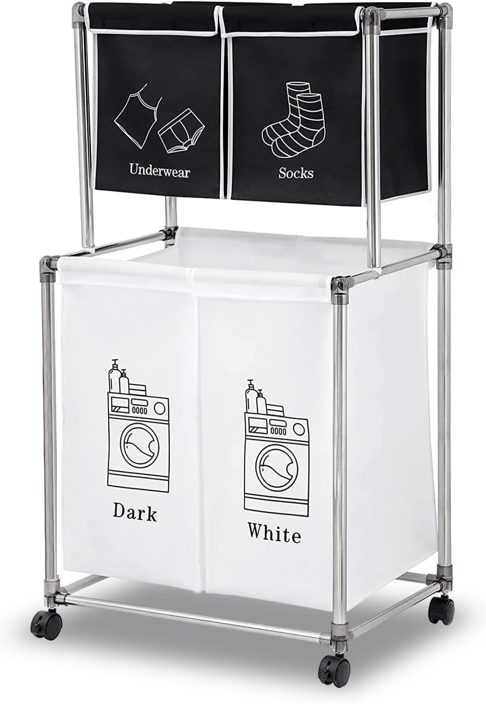 Amazon.com: STQCPJ Laundry Sorter with Wheels, Divided Dirty Clothes ...