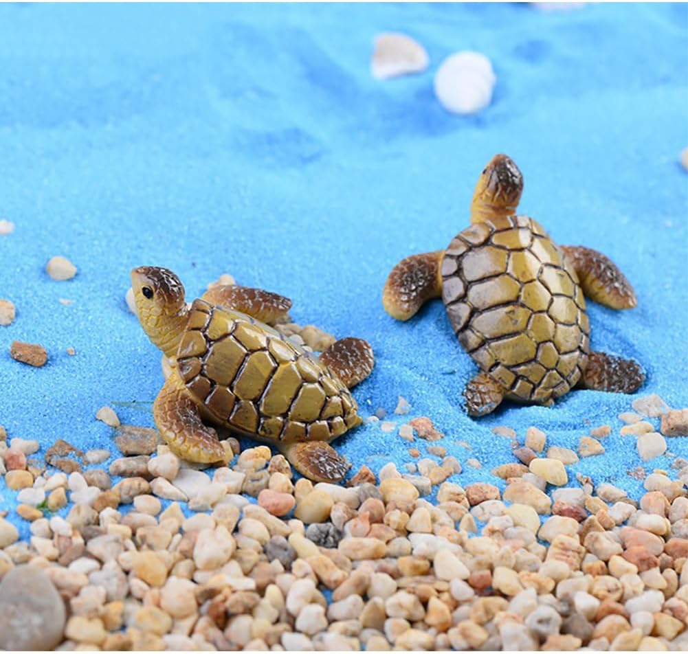 Amazon.com: LUXLIBER 10PCS Resin Sea Turtle Miniature Figurine Mini ...