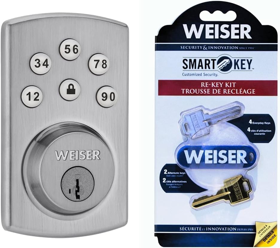 Weiser Powerbolt 2 Satin Chrome Keyless Entry Door Lock/Deadbolt Lock ...