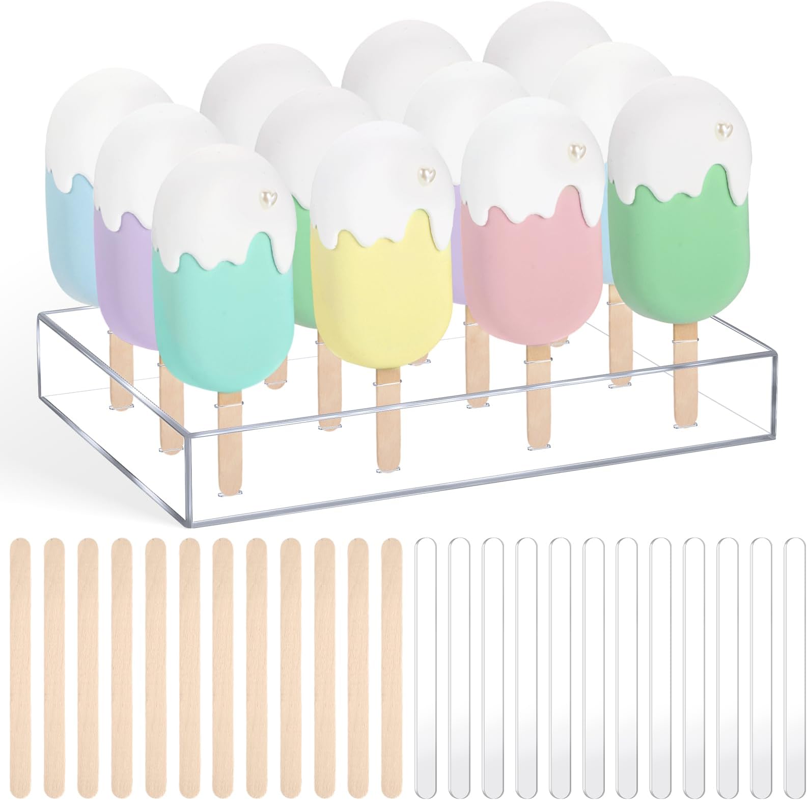 Amazon.com | NANGOPOP Wood Cakesicle Stand Display - 12 Count Popsicle ...