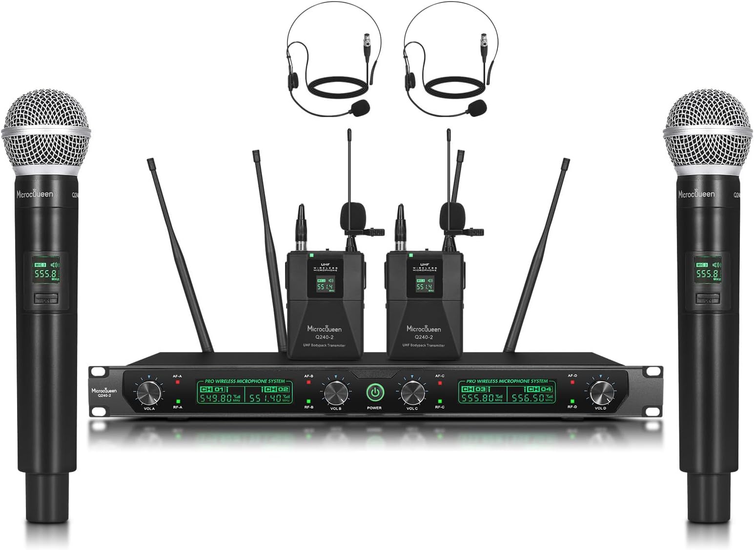 Amazon.com: PRORECK MX66 6-Channel UHF Wireless Microphone System with ...