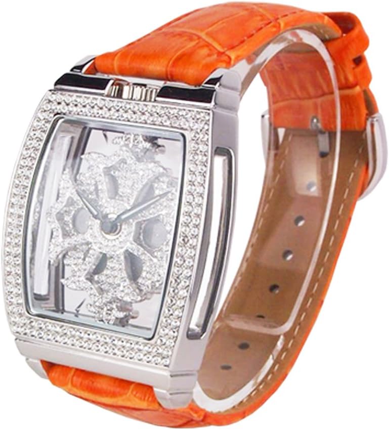 Amazon.co.jp: アンコキーヌ AnneCoquine スクエアースケルトンクロス【シルバー】 ベルト【ライトオレンジ】1121-0111 腕時計 グルグル時計 ぐるぐる時計 ...