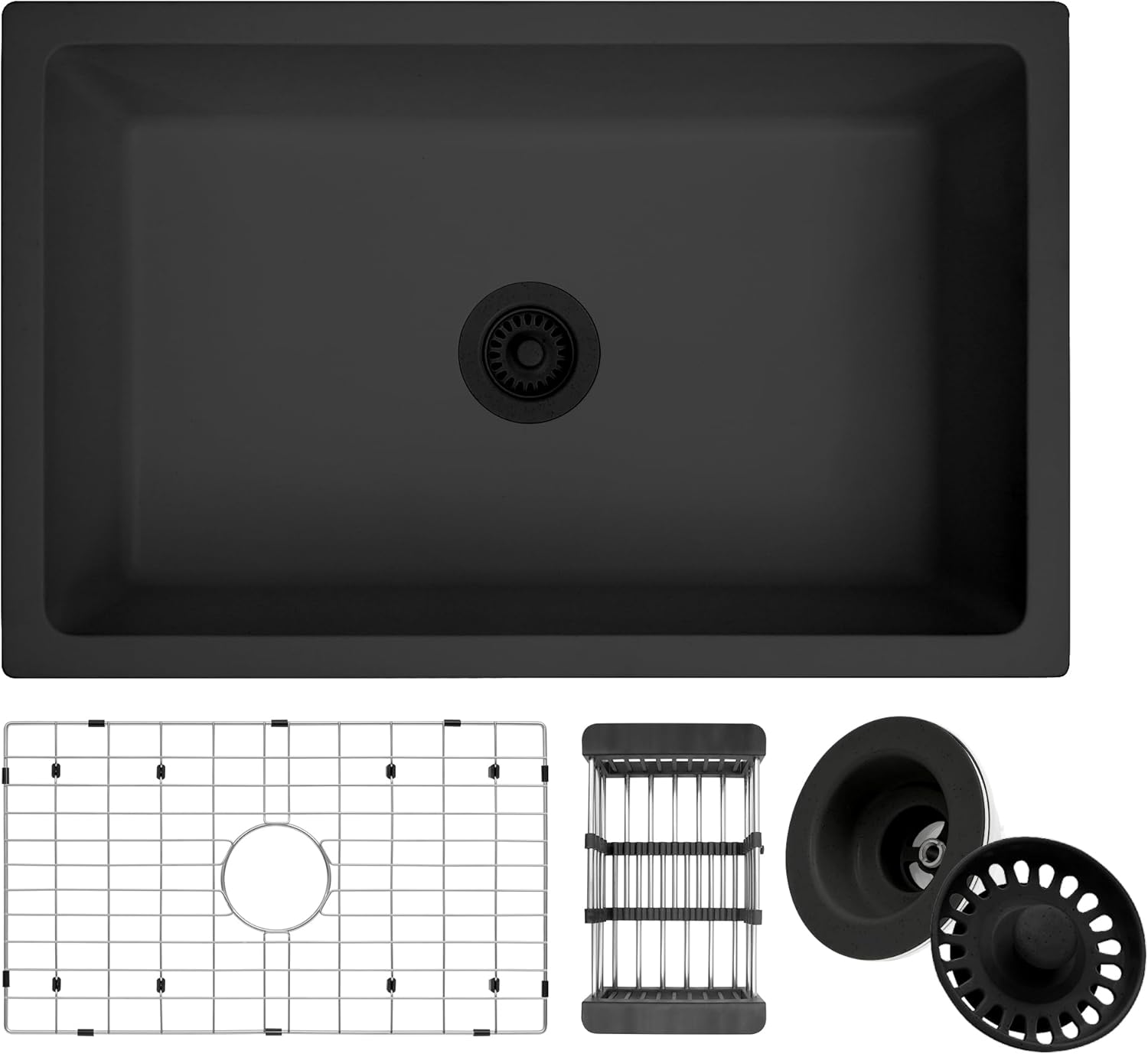 MONSINTA Undermount Kitchen Sink, 30 Inch Matte Black Kitchen Sink ...