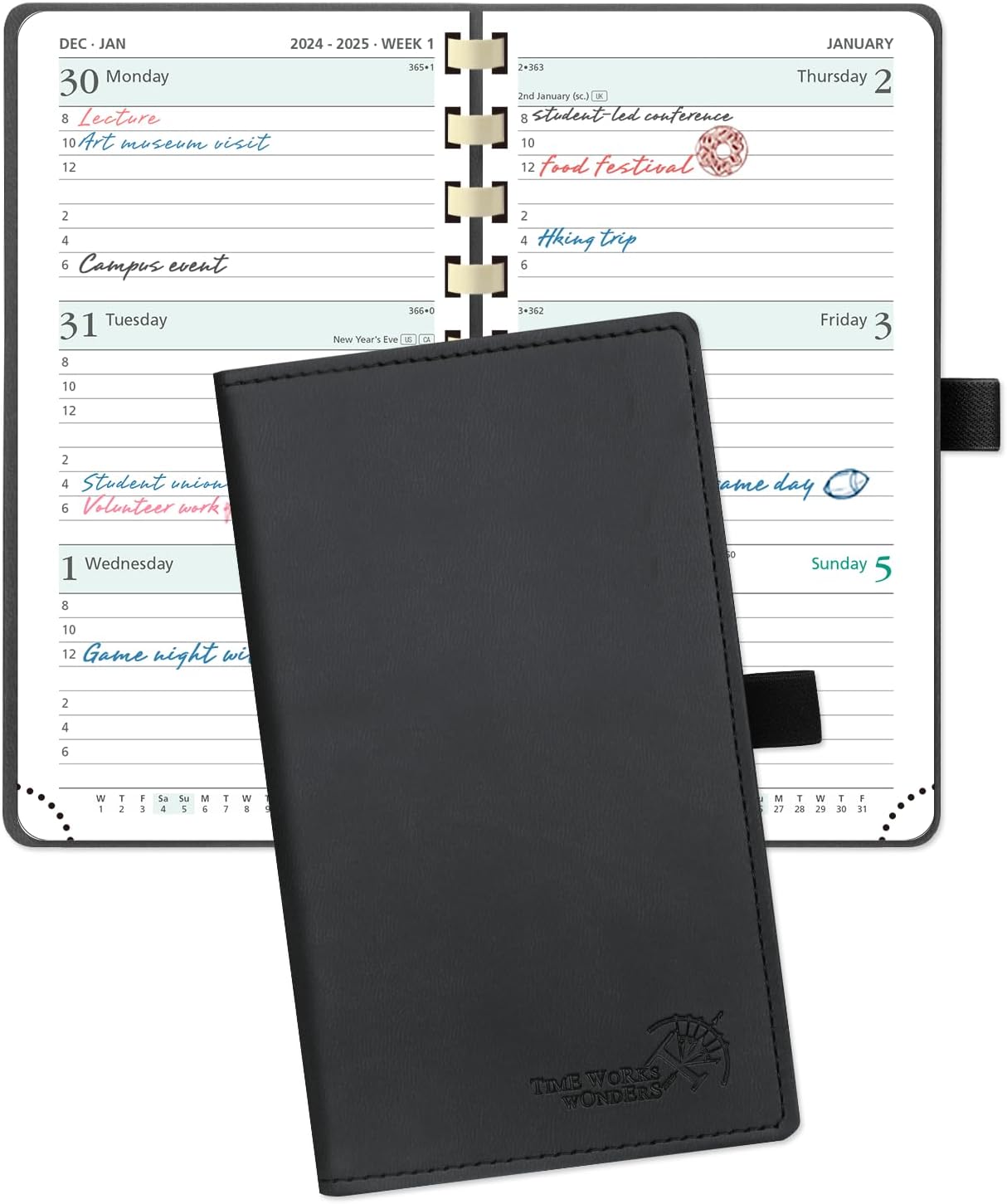 POPRUN Academic Pocket Diary 2024-2025 Slim (16.5x9 cm) Week to View ...