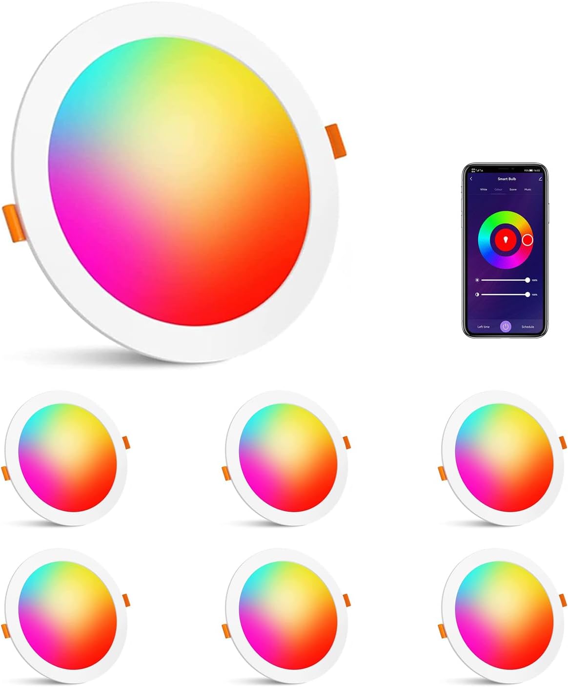 Redare LED Recessed Ceiling Lights,6 Pack 10W Dimmable Smart Downlights ...