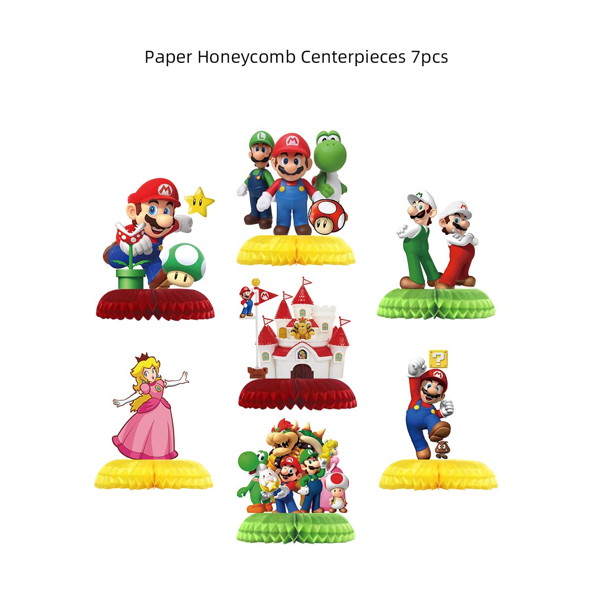 7 pcs Mario Honeycomb Centerpieces for Table Decoration | Super Mario ...