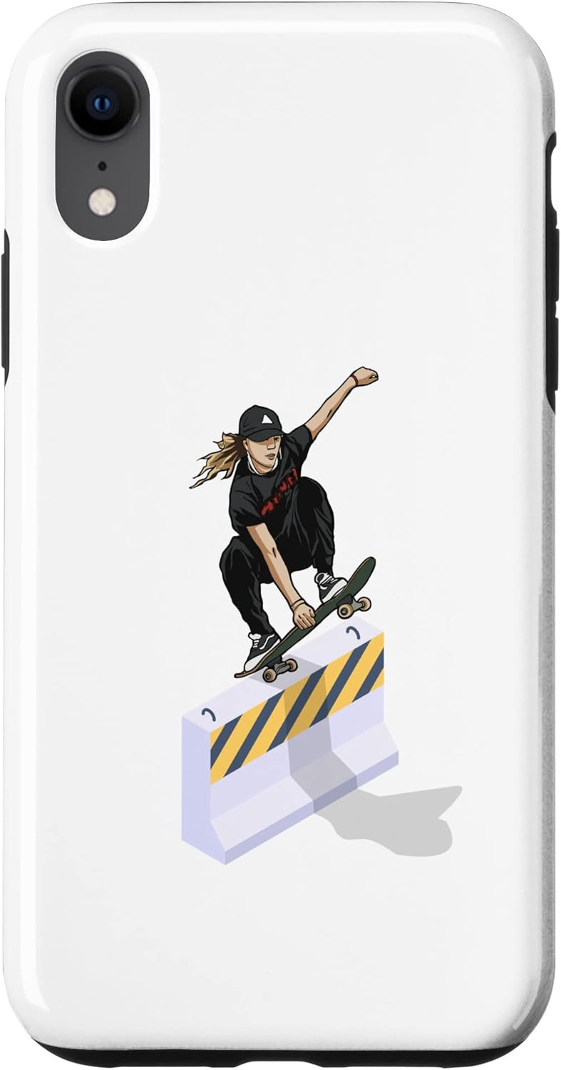 Amazon.com: iPhone XR Skateboarding Skateboard. Skater jumping fences ...