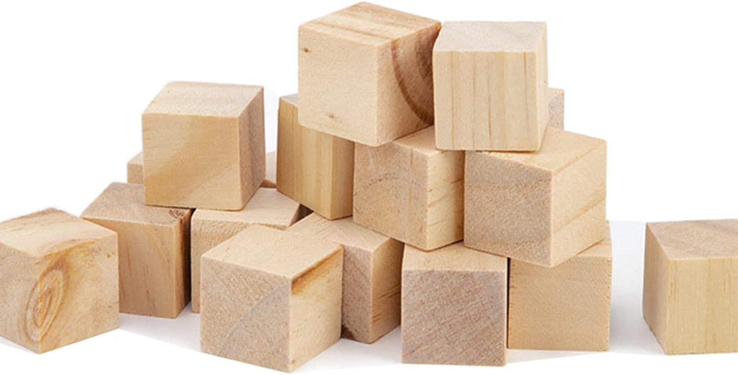 Amazon.com: Wood Blocks for Crafts, Unfinished Wood Cubes, 3cm Natural ...