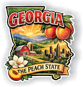 Amazon.com - Georgia The Peach State Full Color Decal Southern Farm ...