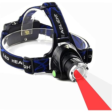 Souyos Red LED Headlamp with White Light Option Zoomable Super Bright ...