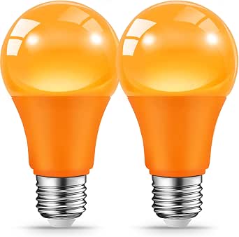 JAHEKS Orange Light Bulbs for Outdoor Porch, 9W(60W Equivalent) E26 ...