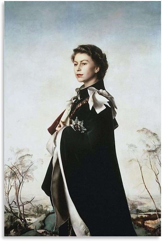 Amazon.com: WenKa Queen Elizabeth II Portrait Poster Wall Art Poster ...