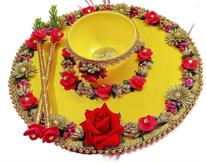 Buy SUKAINA TRENDS Haldi Plate Platter for Haldi Ceremony | Round ...