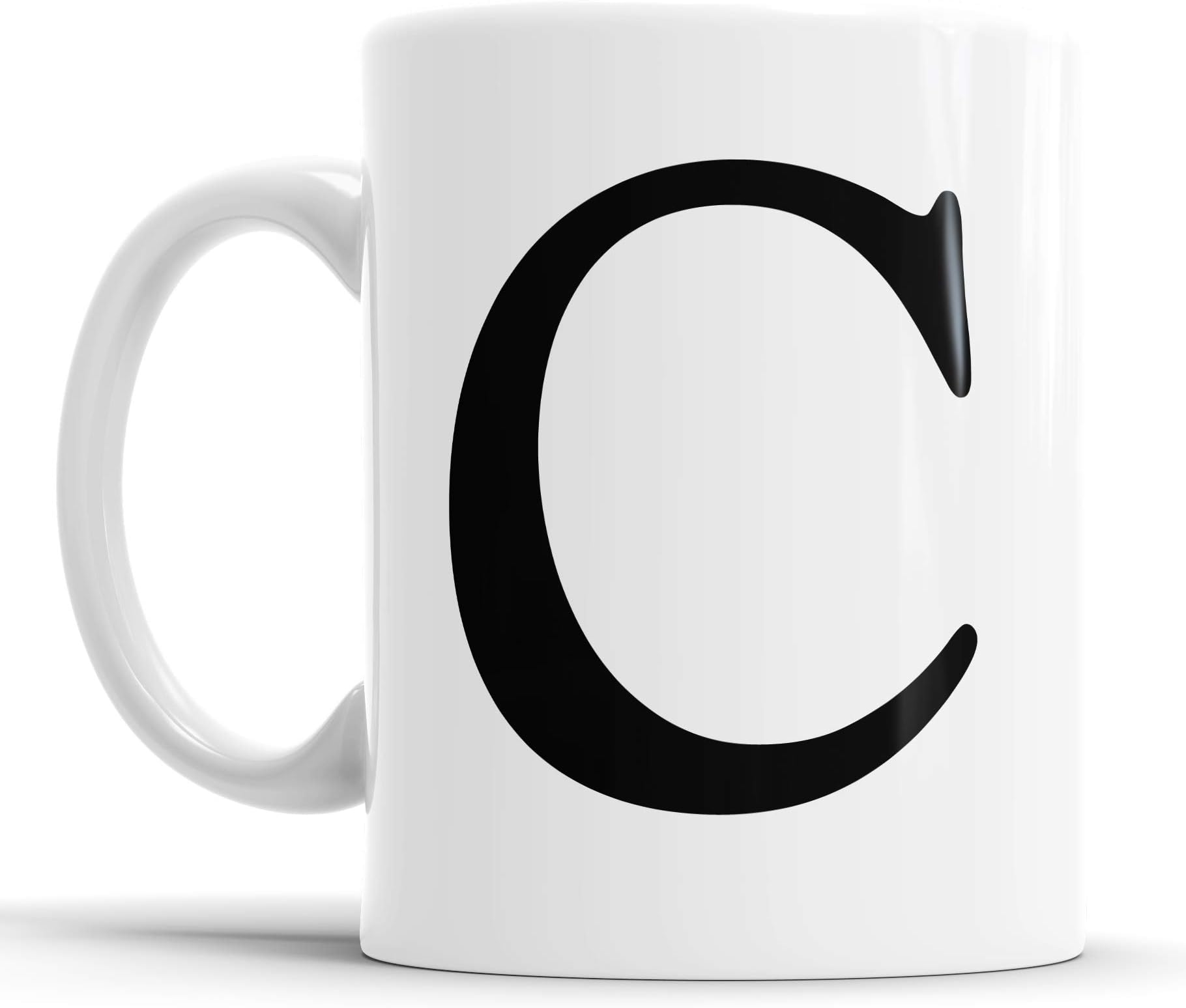 Faithful Prints Alphabet Mug Letter Mugs Initial Coffee Cup Birthday ...