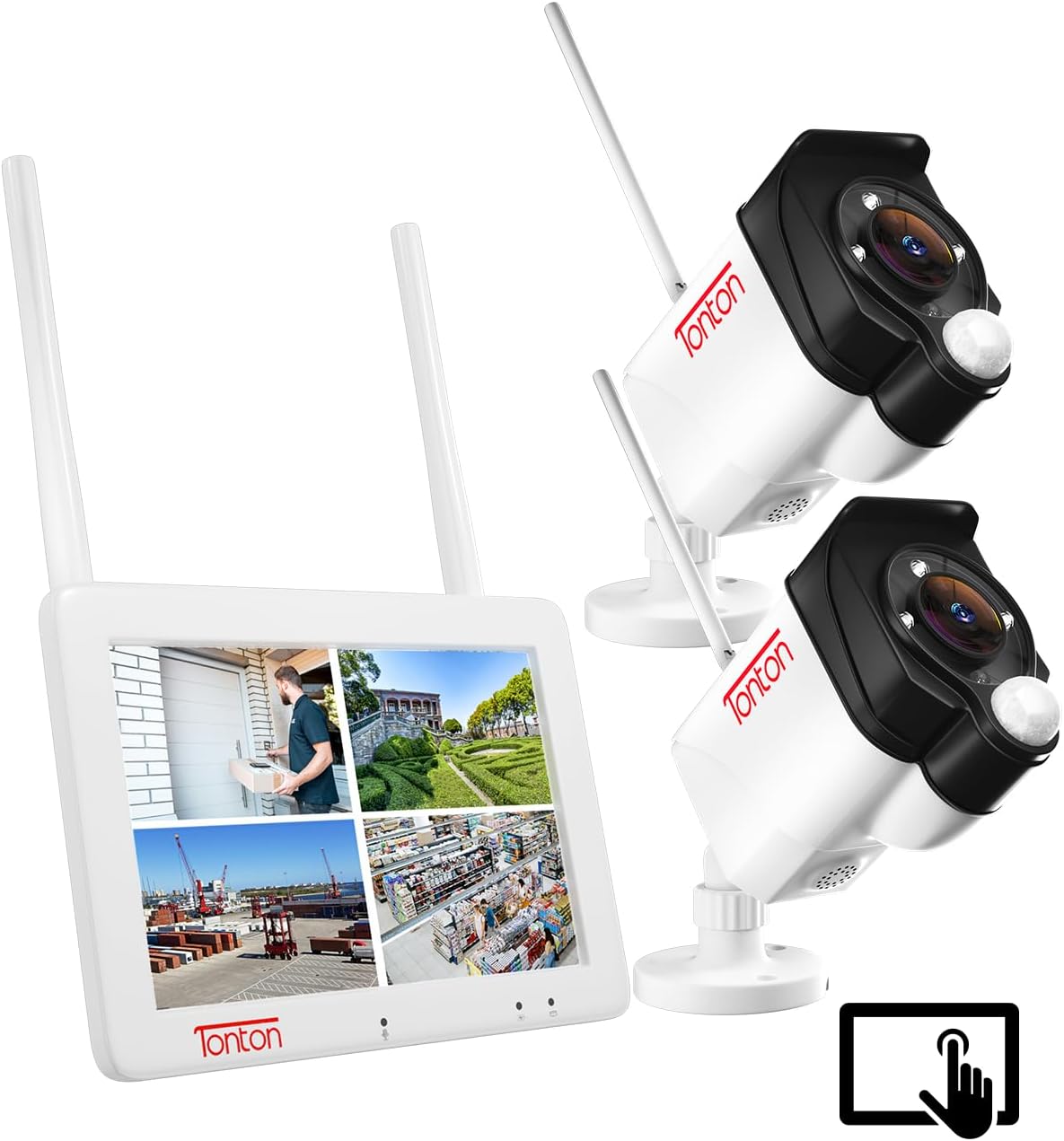 CAMCAMP Überwachungskamera Set mit Monitor Aussen WLAN, 3MP 7" Zoll ...