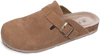 Amazon.com | Unisex Soft Footbed Clog，Suede Leather Clogs, Cork Clogs ...