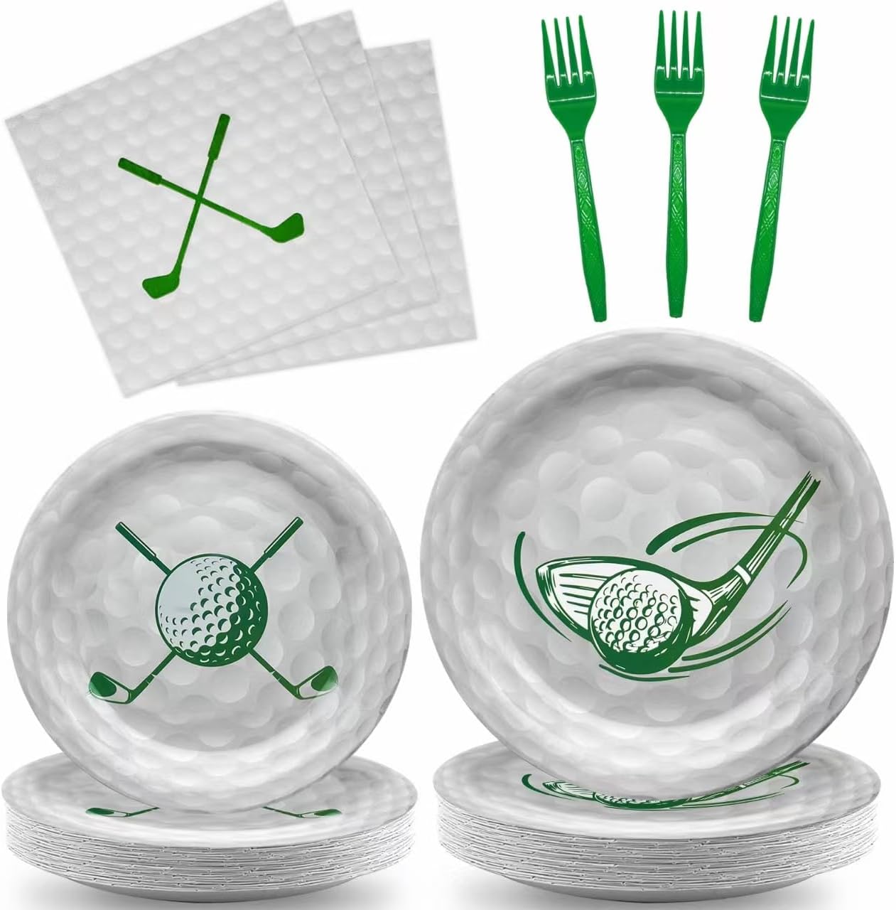 Amazon.com: 96Pcs Golf Party Supplies Disposable Tableware Set Serve 24 ...