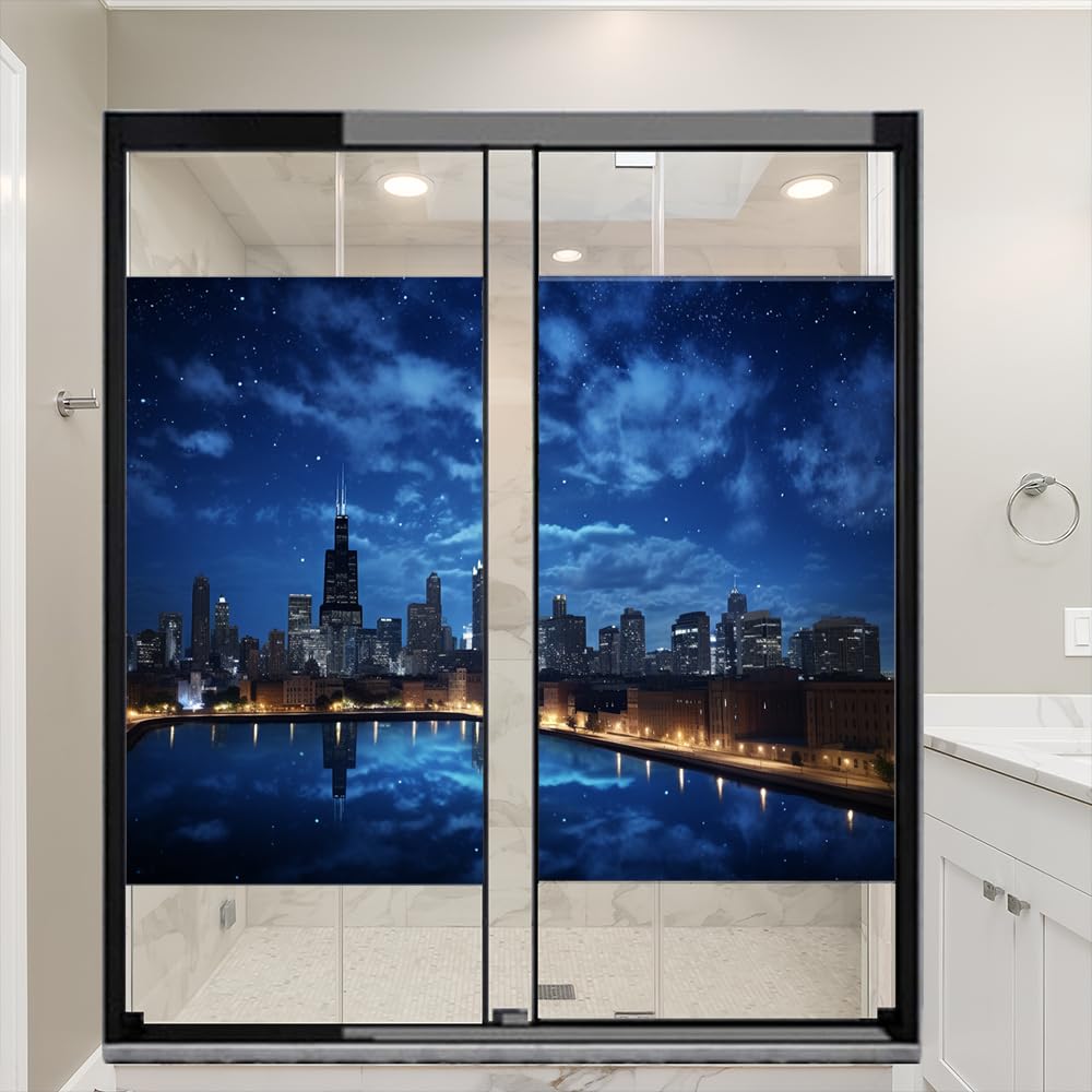 Amazon.com: Dunmat Night City Window Film Coverings Modern Commercial ...
