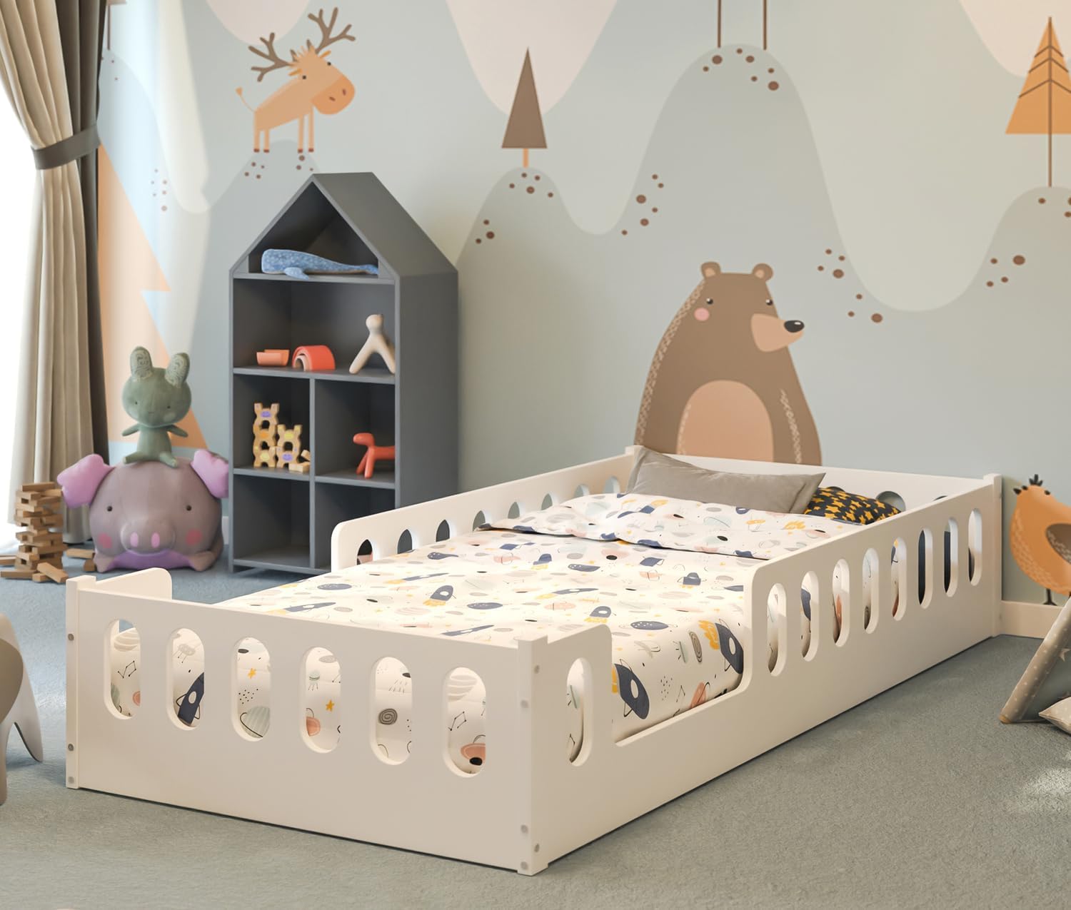 CADANI Monte 2in1 Bodenbett 90x200 cm Montessori Kinderbett ...