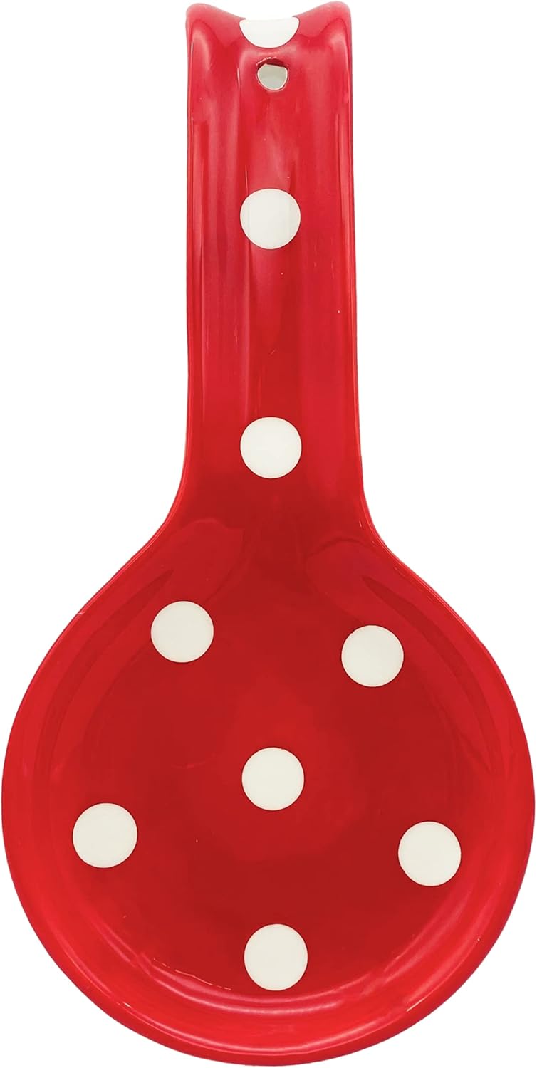 Amazon.com: ACK Viva Collection, Red Polka Dot Hand Painted Ceramic ...