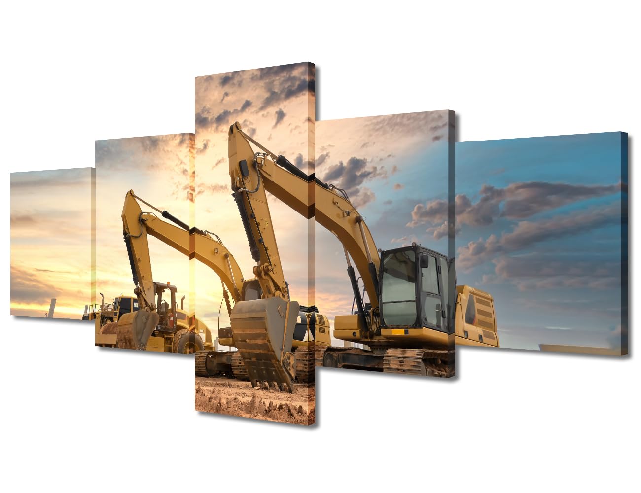Amazon.com: 5 Panels Construction Site Wall Art Excavator Pictures ...