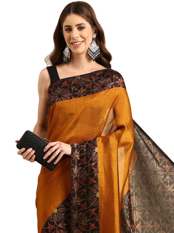 Buy SHANVIKA Women's Viscose Rayon Saree-Floral Border With Blouse ...