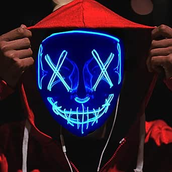 Amazon.com: SINLOV Halloween Led Light Up Mask Scary Glow LED Masks for ...