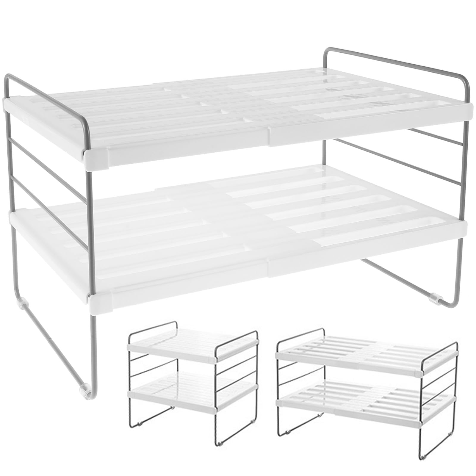 Amazon｜Shuiling シンク下 ラック 伸縮 2段 キッチン収納ラック 調味料ラック スパイスラック デスク上置き棚ラック 卓上収納 卓上ラック 伸縮収納棚 長さ25~40cm調節 ...