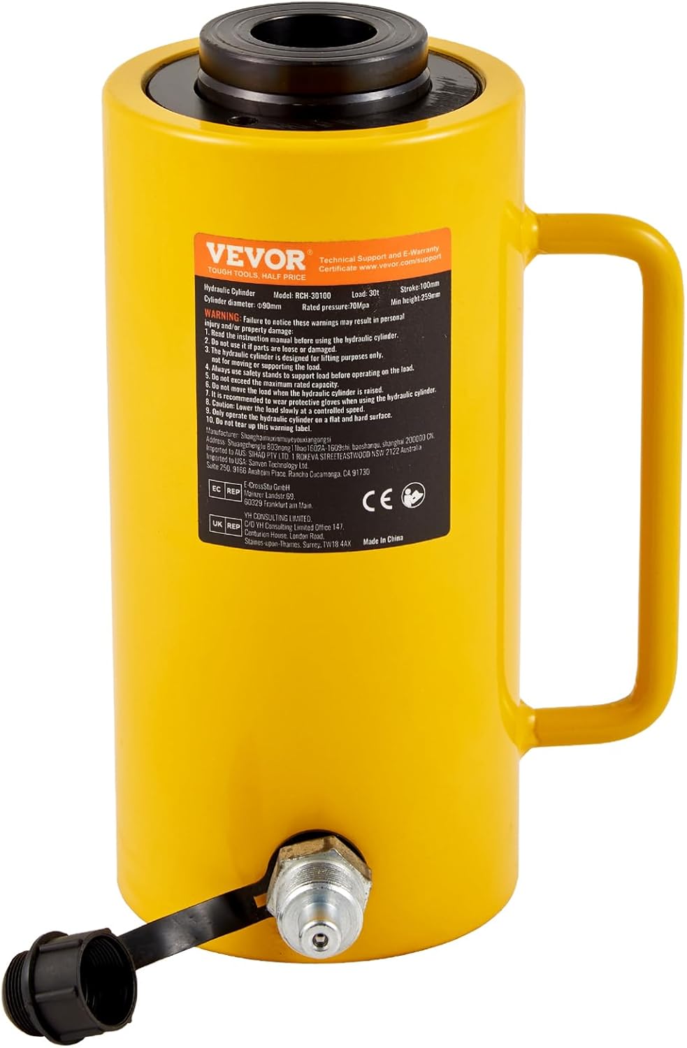 Mophorn Hydraulic Cylinder Jack 30Ton, Solid Ram Hydraulic Cylinder ...