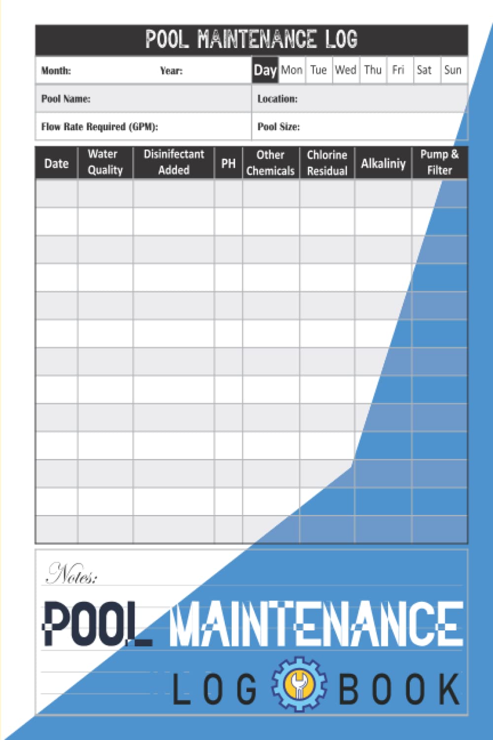 Pool Maintenance Log Book: Simple Daily Swimming Pool Maintenance ...