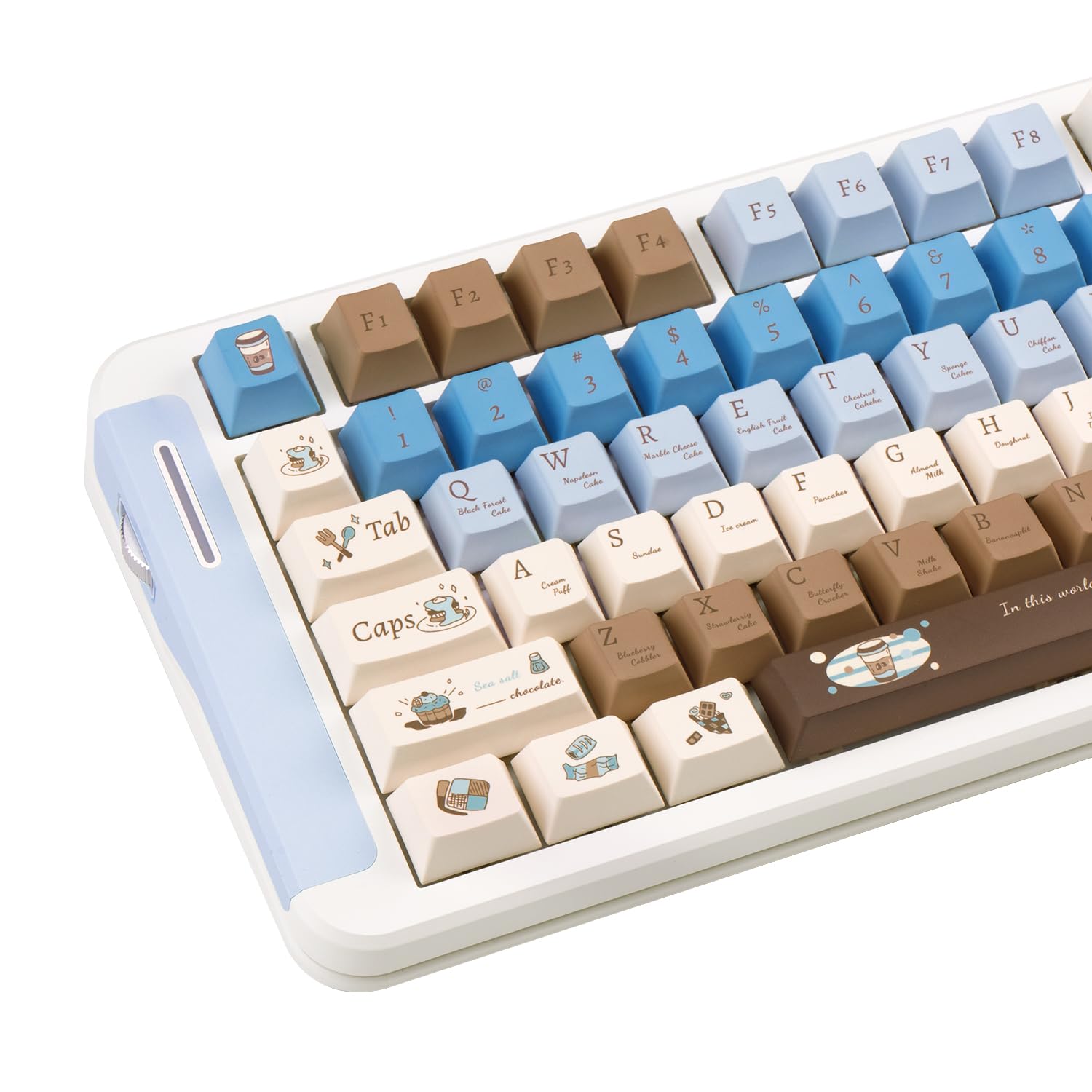 Amazon.com: GEKUCAP PBT Keycaps 130 Keys Cute Blue White Keycaps Cherry ...